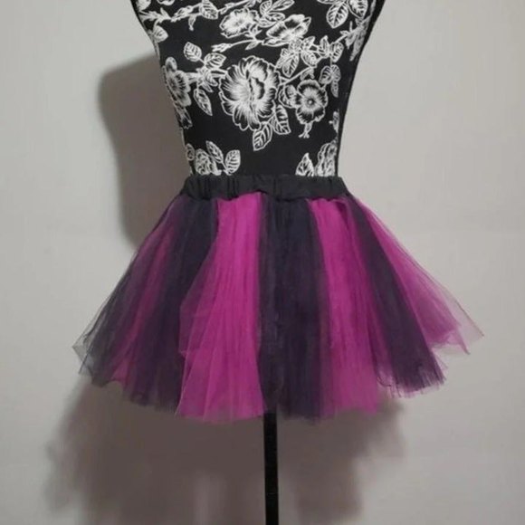 Handmade | Skirts | X2x Tutu Mini Skirt Tulle Pink Black Plus Goth ...